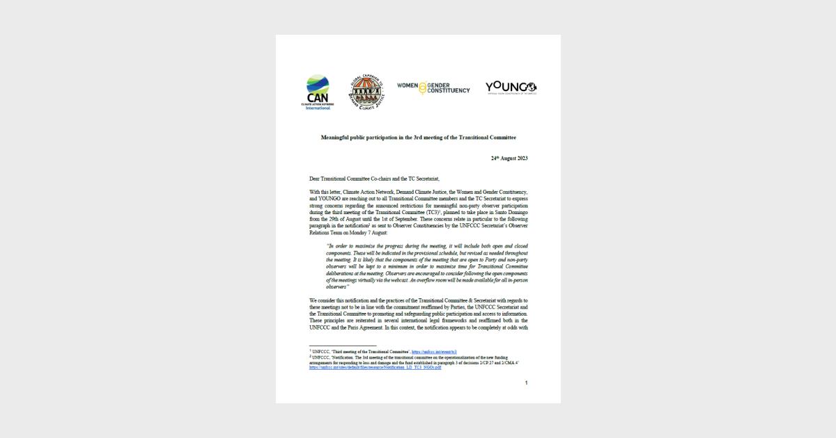 Meaningful Public Participation in the 3rd Meeting of the Transitional ...