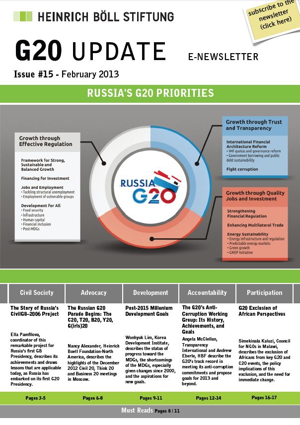 G20 Update #15 - Russia's G20 Priorities | Heinrich Böll Stiftung ...